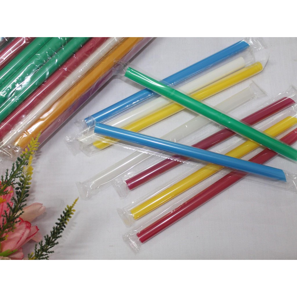125pcs Giant Colourful Drinking Straw with Individual Packing (Multi ...