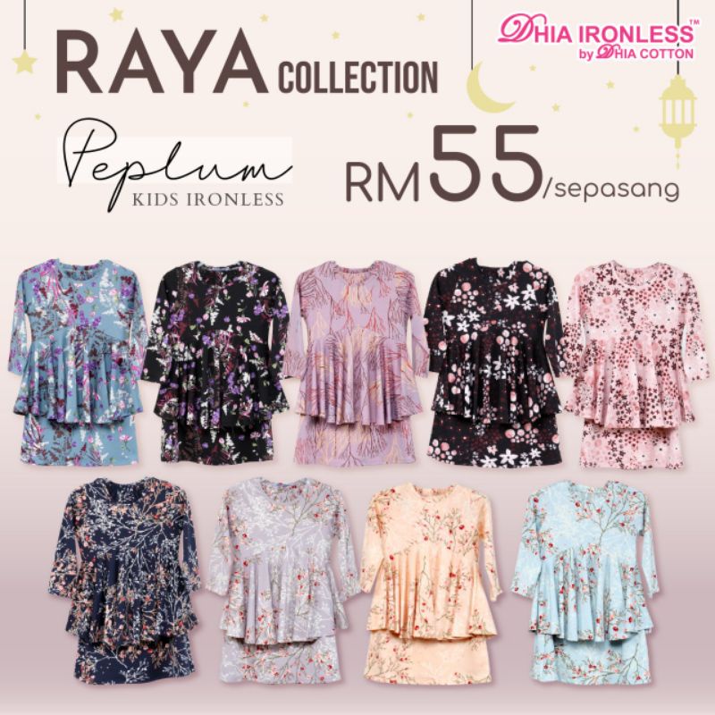 BAJU PEPLUM KID IRONLESS BAJU RAYA 2022 | Shopee Malaysia