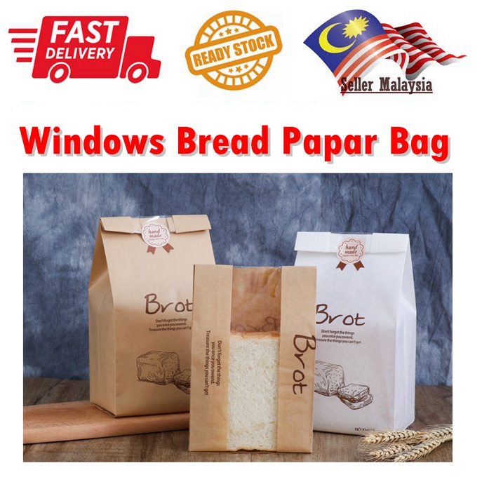 Window Bread Packaging Bread Papar Bag Kraft Paper Window Bread Bag ...