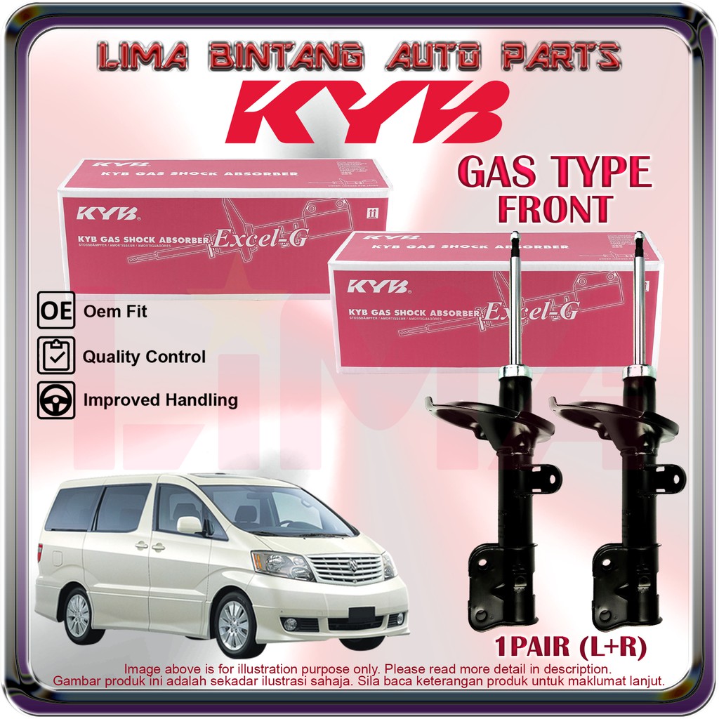( 1Pair ) Toyota Alphard AH10 ANH10 ANH15 MNH10 Front Shock Absorber Gas KAYABA KYB (2002-2007 ...