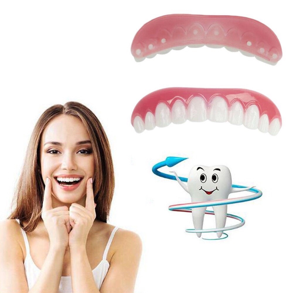 Silicone Instant Smile Veneer Fake False White Teeth Cosmetic Denture ...