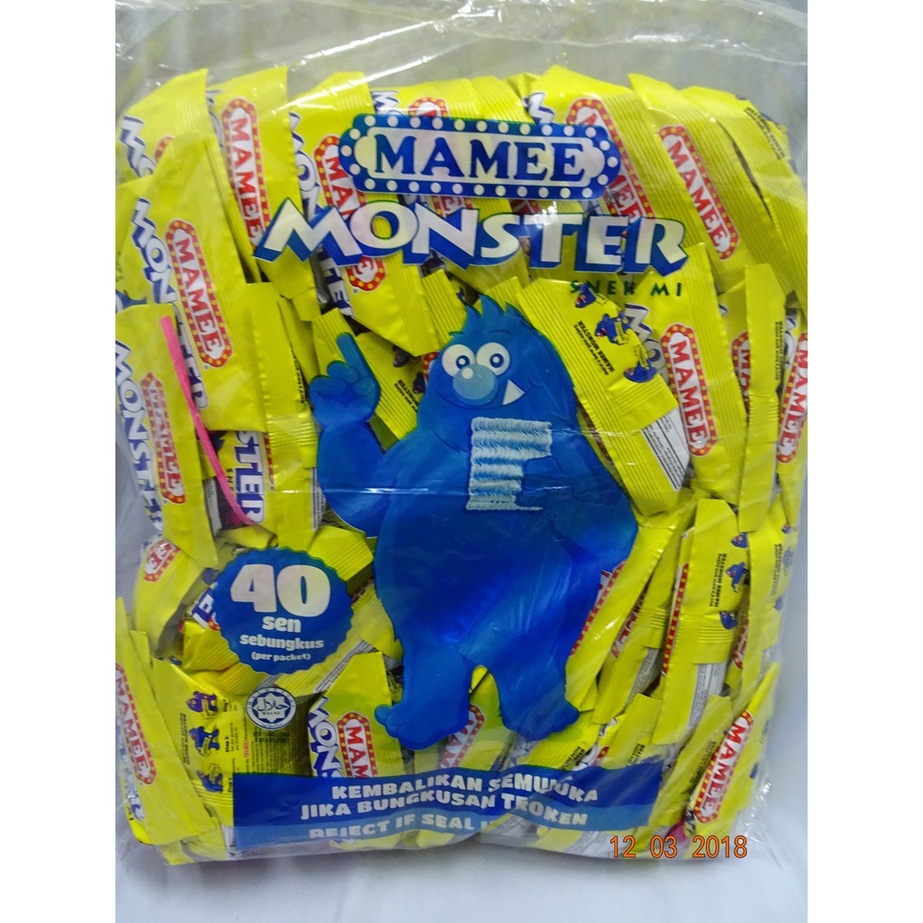 10 Packs Mamee Monster BBQ Snek Mi Noodle Snack 25g Each HALAL (LOCAL ...