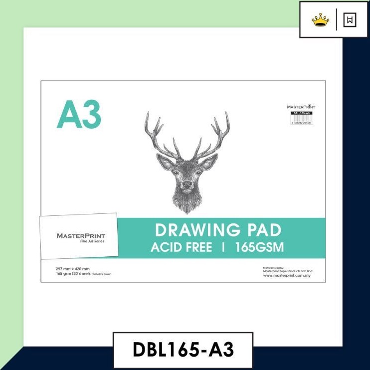 Masterprint Acid Free Drawing Sketch Pad / Drawing Block A3 165GSM 20 ...