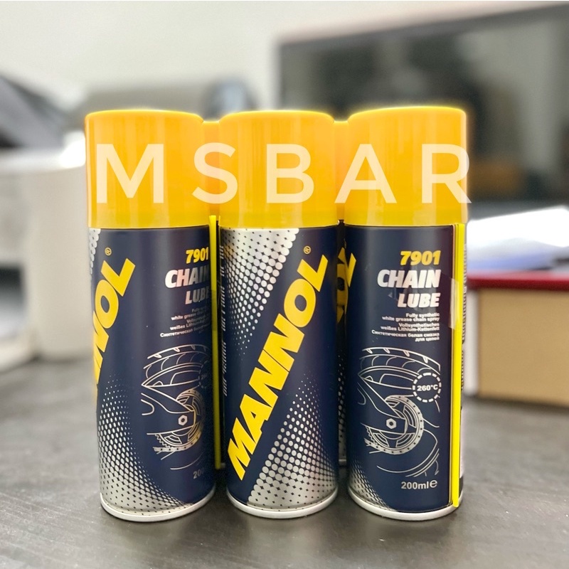 Mannol Chain Lube 200ML - Fully Synthetic White Grease / Spray Rantai ...