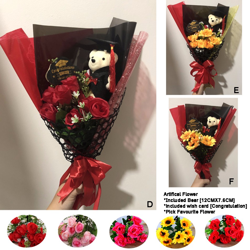 [Ready Stock ] Artificial Flower Convocation bouquet free card set ...