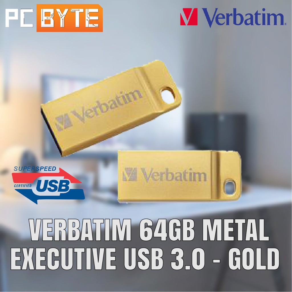 Verbatim Metal Executive USB 3.0 Flash Drive - Gold (64GB) | Shopee ...