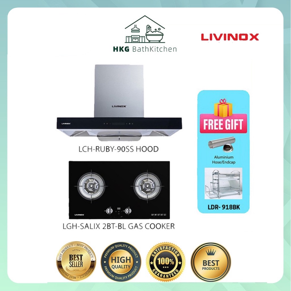 LIVINOX LCH- RUBY - 90SS Multifunction Cooker Hood + LIVINOX LGH-SALIX ...