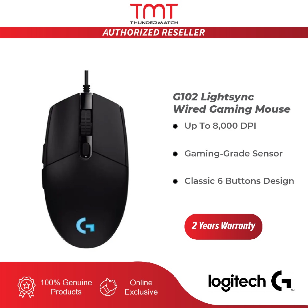 Logitech G102 Light Sync Gaming Mouse Black with Customizable RGB ...