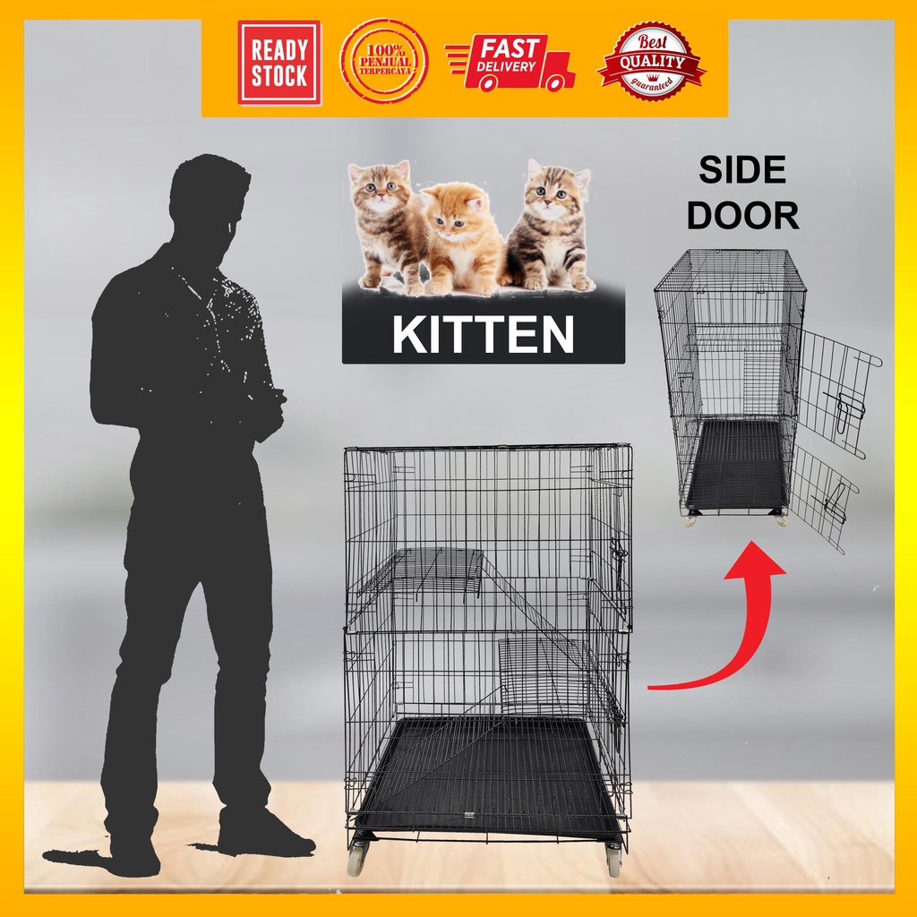 (LARGE PLATFORM) Sangkar Kucing 2 Tingkat Side Door / Cat Cage 2 Level ...
