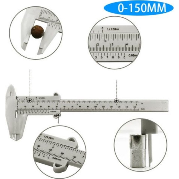 6" 150MM PRC PLASTIC VERNIER CALIPER RULER MEASURER MEASUREMENT ...
