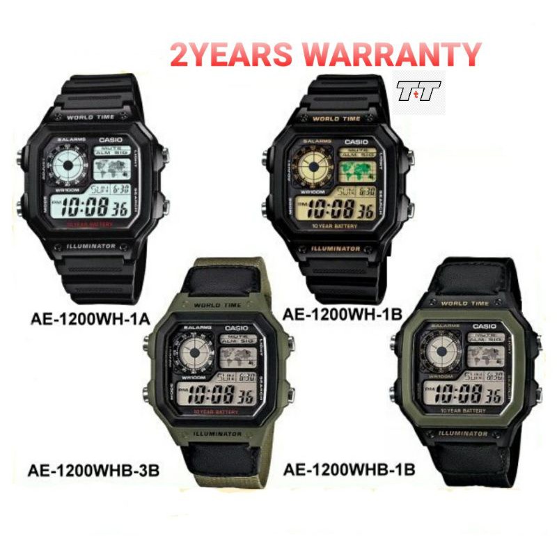 [2YEARS WARRANTY] Casio Men Watch AE-1200WH-1B AE-1200WH-1A AE-1200WHB-1B AE-1200WHB-3B Digital ...