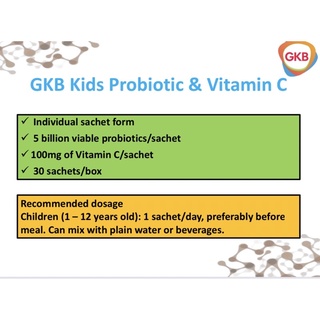 [Ready Stock]GKB Kids Probiotic+Vitamin C 30 Sachets | Shopee Malaysia