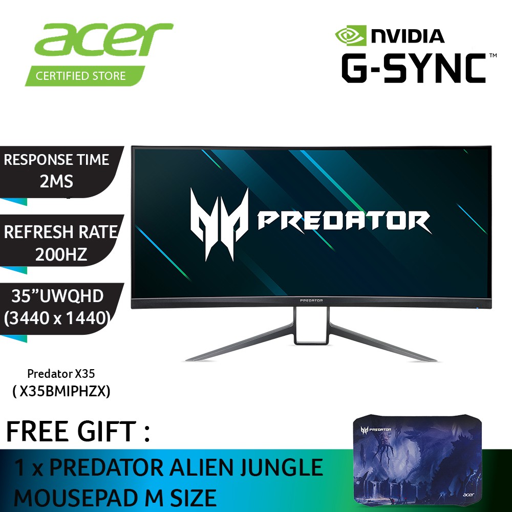 Acer Predator X35 35" QHD 200HZ 2MS G-SYNC CURVE HDR1000 LED Gaming ...