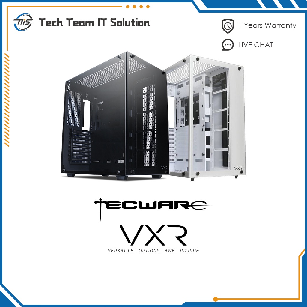 TECWARE VXR TG PREMIUM ATX GAMING CASE (BLACK/WHITE) | Shopee Malaysia