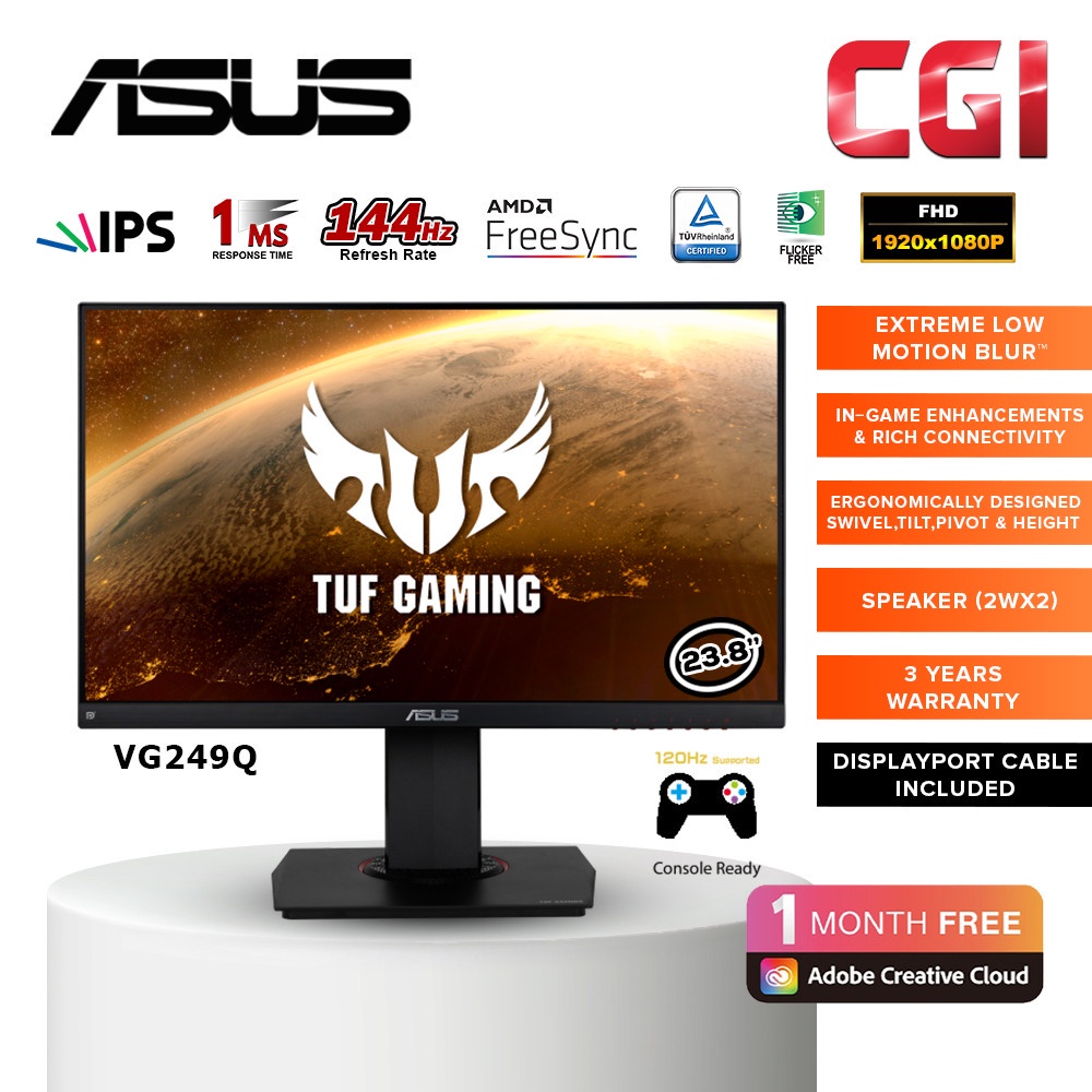 Asus Gaming Monitor 23.8 VG249Q FHD IPS 144Hz 1ms ELMB Adaptive Sync ...