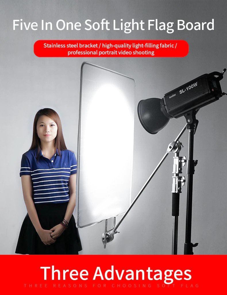 Onsmo 5 IN 1 STUDIO FLAG PANEL KIT, WITH SILVER / WHITE / BLACK / GOLD ...