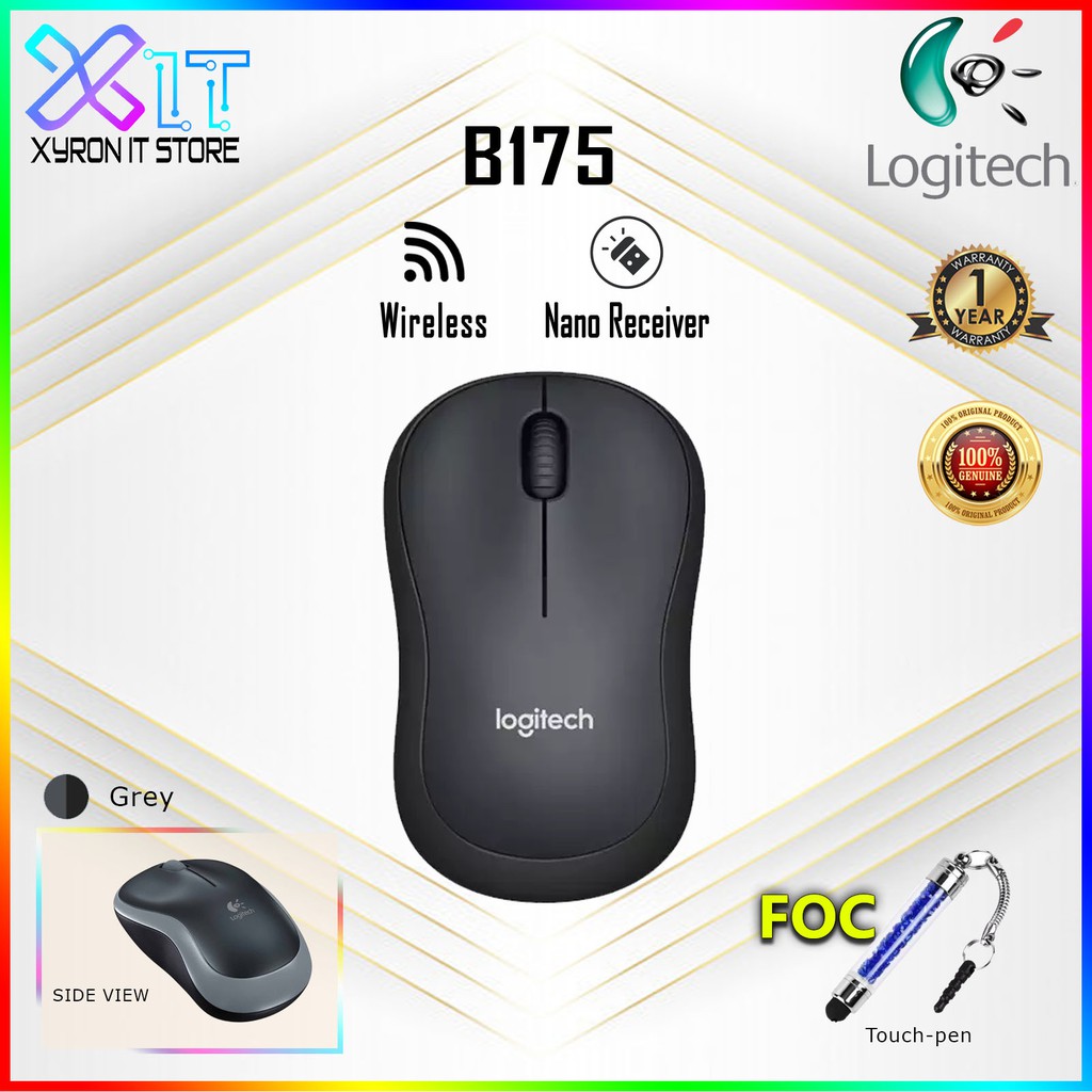 Logitech B175 Black Wireless USB Optical Mouse Grey (910-002635) - 1 ...