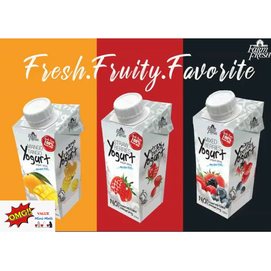 [3Pcs Per Set] Farm Fresh UHT Milk 100% Original / Susu Segar / Yogurt ...