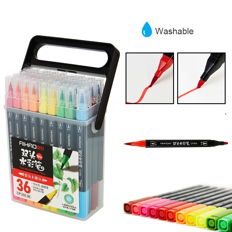 12/18/24/36Pcs Colors Art Markers Watercolor Brush Pen Dual Tip Brush ...