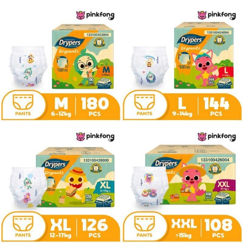 Drypers Drypantz M / L / XL / XXL (1 Box- 3 packs) Pinkfong Limited ...