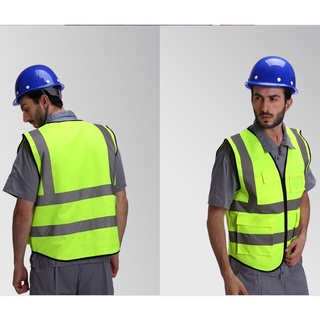 Reflective Safety Vest with Pocket Zip Vest Safety Jacket Unisex Baju ...