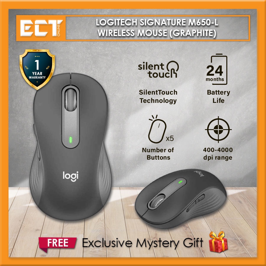 Logitech Signature M650-L Wireless Mouse (Graphite) | Shopee Malaysia