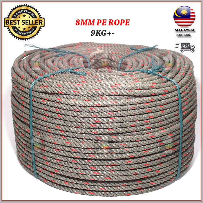 8MM PE ROPE 4 STR RCPE POLYETHYLENE ROPE GREEN ROPE 9KG | Shopee Malaysia