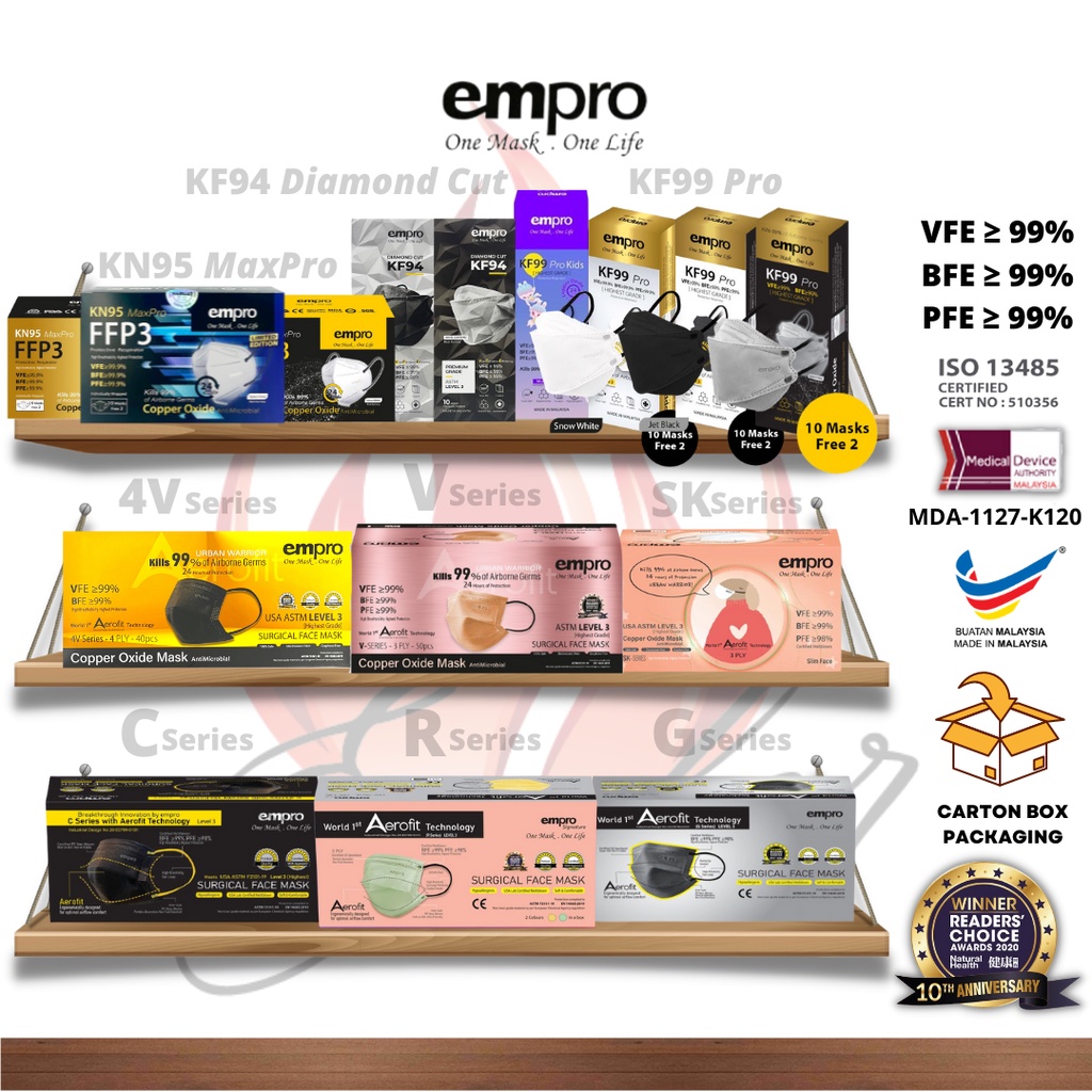 Empro KN95 KF99 Copper Oxide 4V/V/C/R/G/SK Series With Aerofit ...
