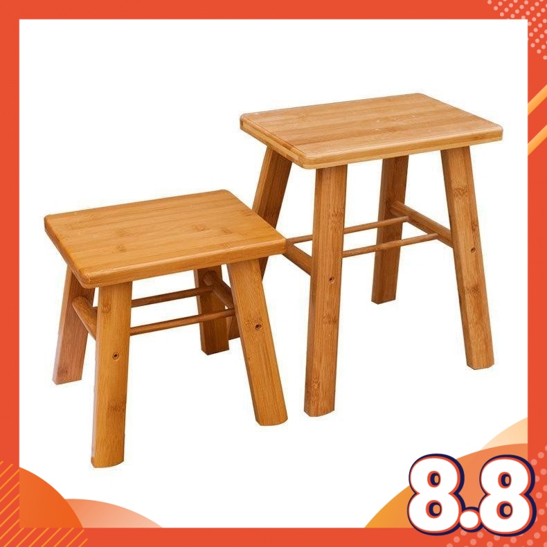 Strong Square Round Bamboo Wooden Stool multi Sizes Vintage/Bangku Kayu ...