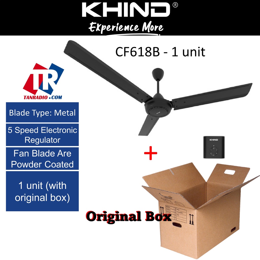 Khind Ceiling Fan With Regulator - Black 60" CF-618B / 615B (1 unit ...