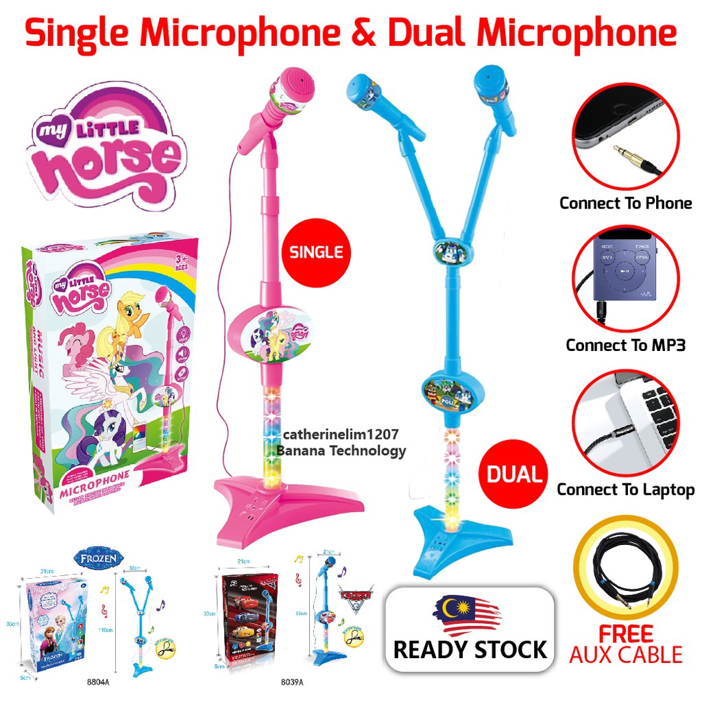 LED Kid Microphone Standing Microphone Toys Pretend Play Mic Singing ...