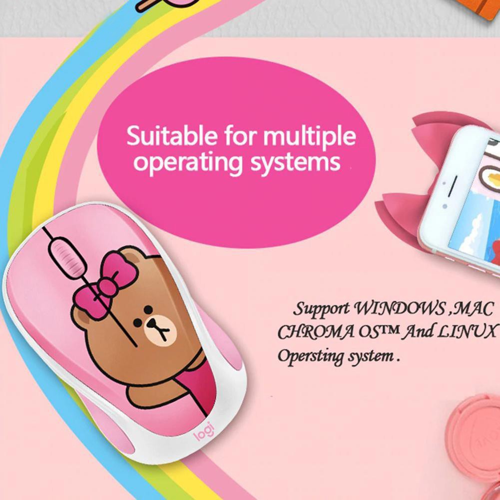 Logitech LINE FRIENDS 2.4GHz Wireless Mouse Cute Optical Gaming Mouse ...