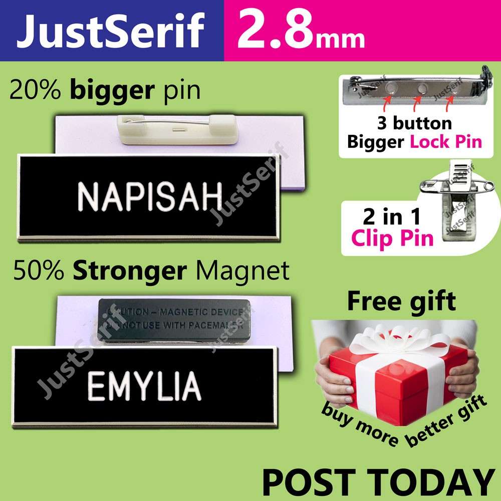 Name Tag Rumi MAGNET, PIN , Lock Pin, Clip Pin, tag nama #name tag ...