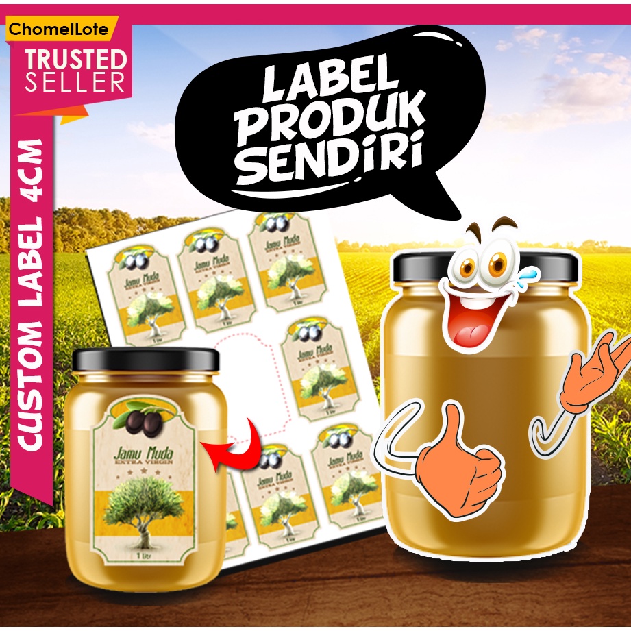 Sticker Label Product Jenama sendiri custom design Sticker Produk ...