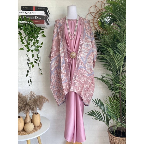 KAFTAN OUTER LACE SEMI SILK VISCOSE WITH INNER SILK DRESS | Shopee Malaysia