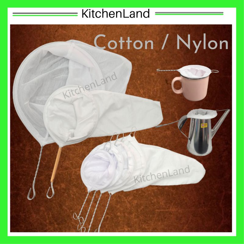 Traditional Cotton Nylon Coffee Tea Filter Penapis Kopi Teh Kain Santan ...