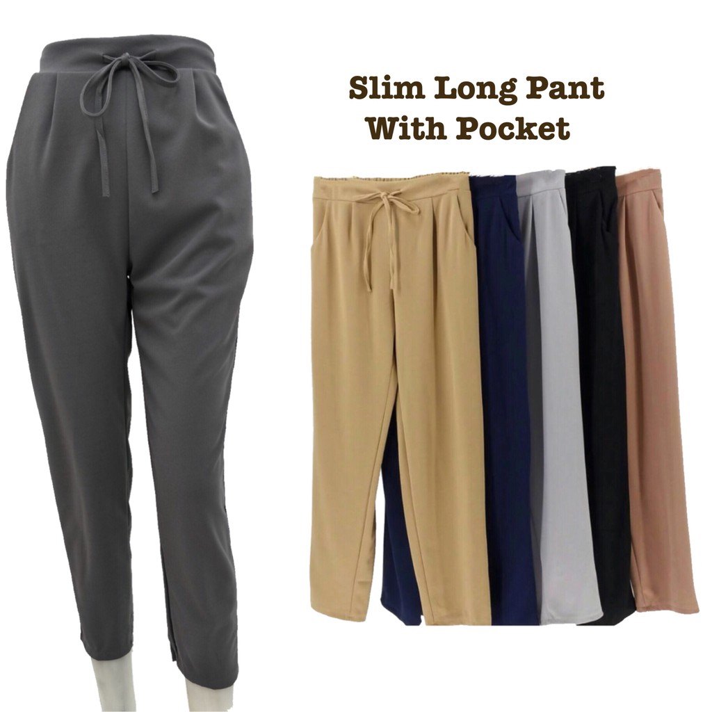 Slim Pant With Pocket - 1296 | Shopee Malaysia