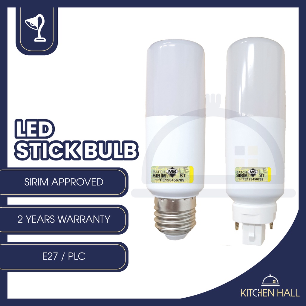 KH_ LED Stick Bulb E27 PLC 9W 10W 11W 13W Energy Saving Mentol Lampu Meja Siling Ceiling ...