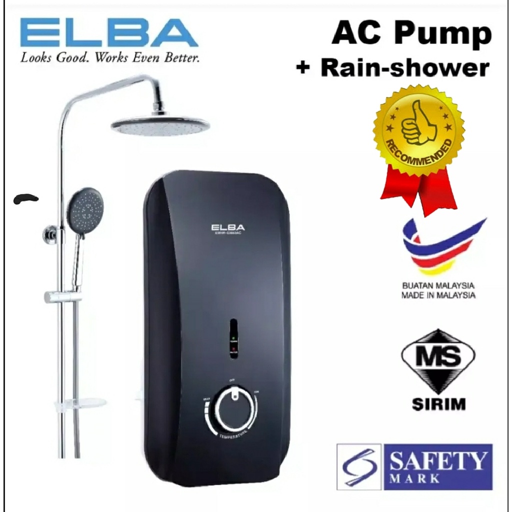 ELBA EWHR-E3883AC(GB) Water heater rain shower with pump EWHRE3883AC(GB ...