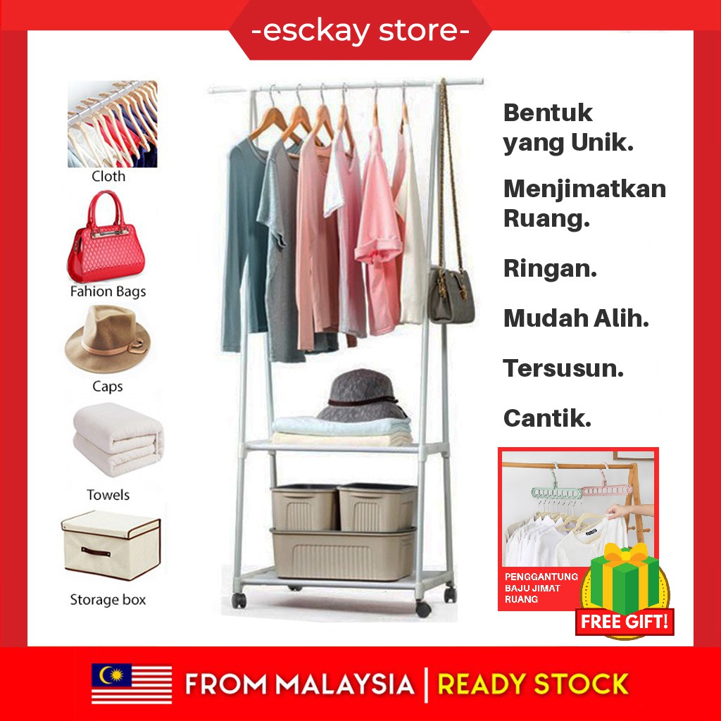 [FREE GIFT] Rak Terbuka Segi Tiga (Almari, Wardrobe, Rak, Rack, Storage ...