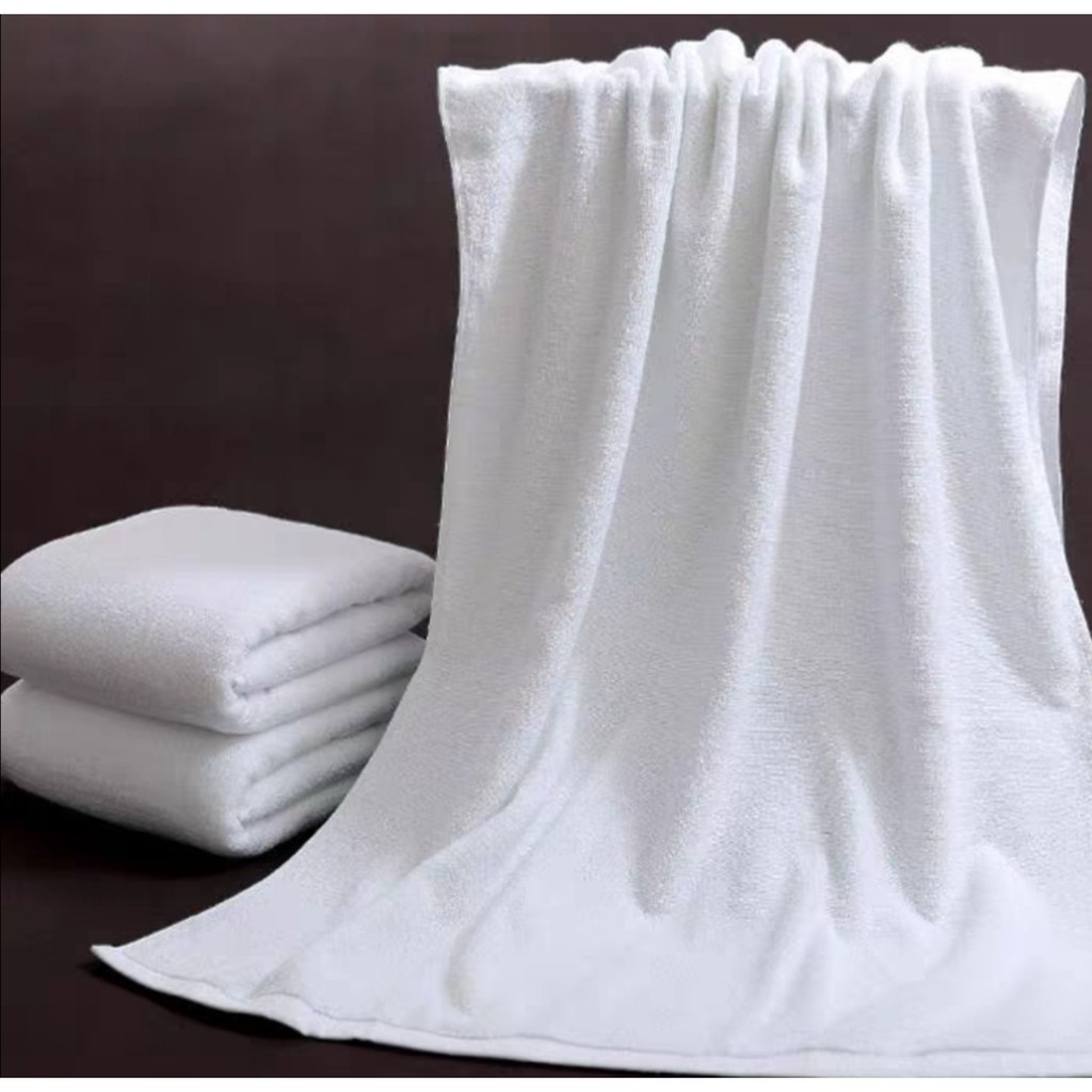 White Hotel Bath Towel /Tuala Putih Kualiti Hotel 100%Cotton | Shopee ...