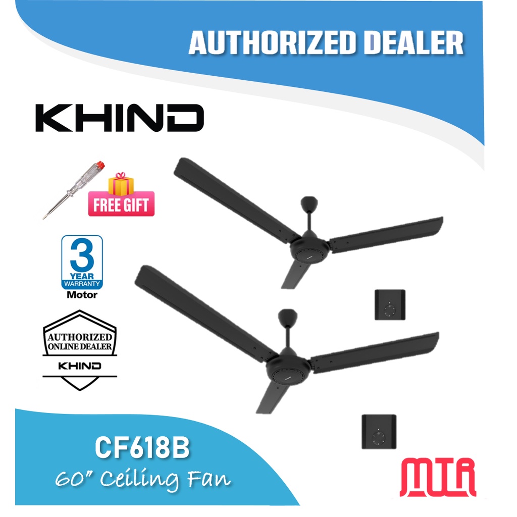 Khind CF618B/CF615B/CF-615B Ceiling Fan 60" Black Colour / Kipas ...