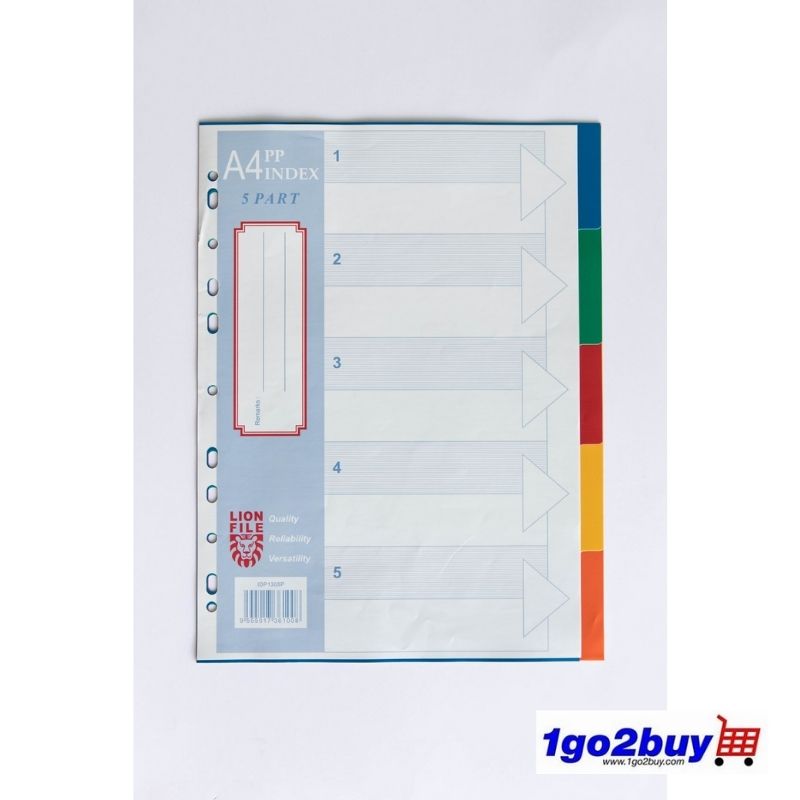 Lion File A4 PP Coloured Index Divider - 5 Part ( IDP1305P ) | Shopee ...