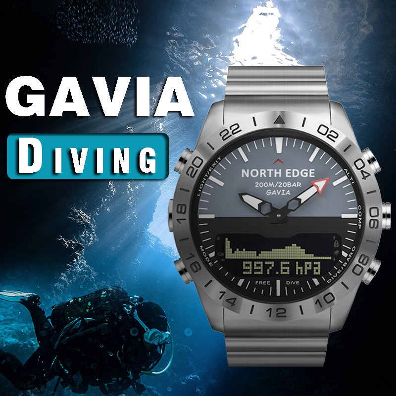 NORTH EDGE GAVIA 2 Men's Business Watches Luxury Full Steel Waterproof ...
