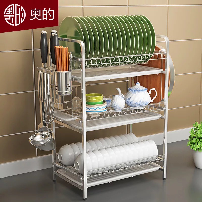 SUS 304 Stainless Steel 3-Tier Dish washing Rack Drain Rack Kitchen ...