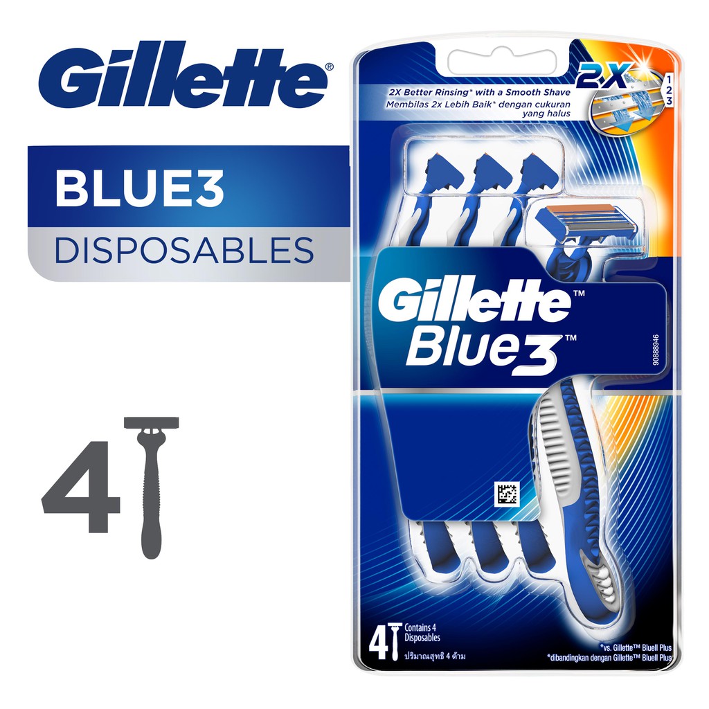 Gillette Blue 3 Disposable Razor (4 Pcs) | Shopee Malaysia