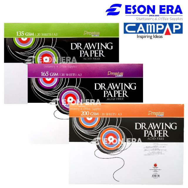 [A3] Campap Drawing Paper A3 135gsm / 165gsm / 200gsm 20sheets | Shopee ...
