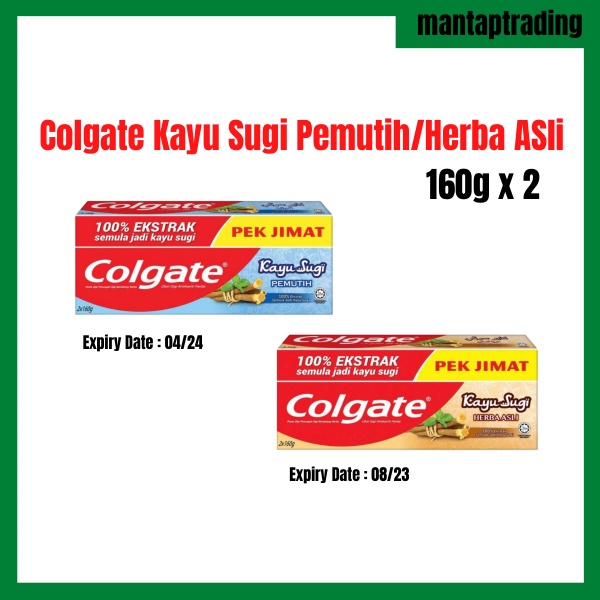 Colgate Kayu Sugi toothpaste Herba Asli/Pemutih Valuepack 160gx2 ...
