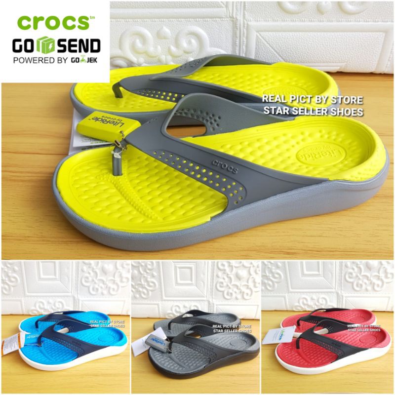 PRIA Crocs Sandals Men LITERIDE FLIP | Shopee Malaysia