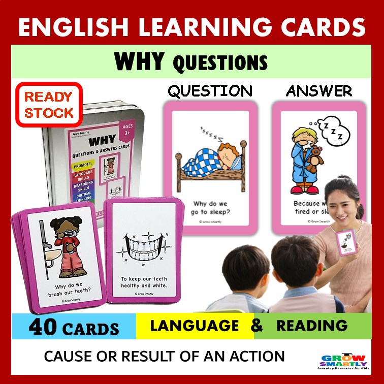 Why WH Question English Flash Card For Kids Speech Therapy Speech Delay ...